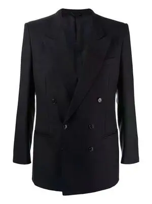 Pierre Cardin 1990s Peak Lapels Double-breasted Blazer - Blue