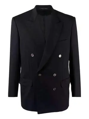 Pierre Cardin 1990s Double-breasted Wool Blazer - Blue