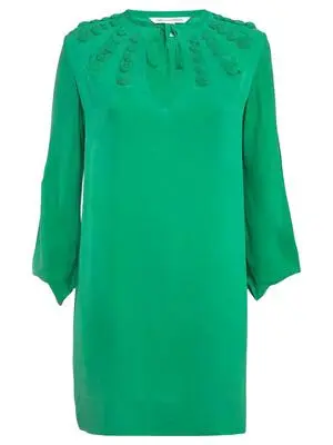 Diane Von Furstenberg Vintage Silk Rosette Mini Dress - Green