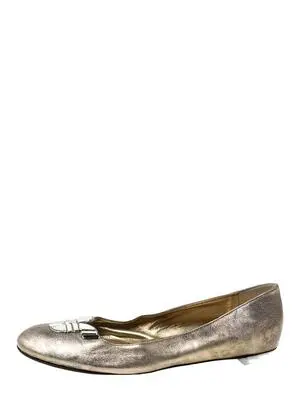 SERGIO ROSSI Metallic Ballet Flats - Gold