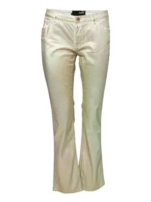 Moschino Foil-print Straight Leg Jeans - Yellow