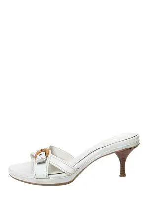 SERGIO ROSSI 70mm Leather Heeled Sandals - White