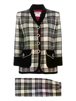 Saint Laurent Pre-owned 1980s Plaid Wool Skirt Suit - Black
