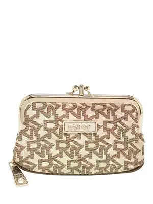 Dkny Logo-jacquard Clutch Bag - Neutrals