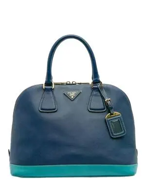 Prada Saffiano Lux Promenade Dome Handbag - Blue