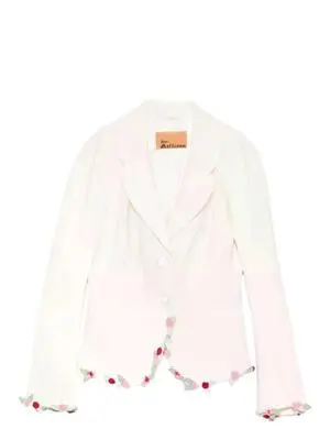 John Galliano 2000s Flower-trim Jacket - White