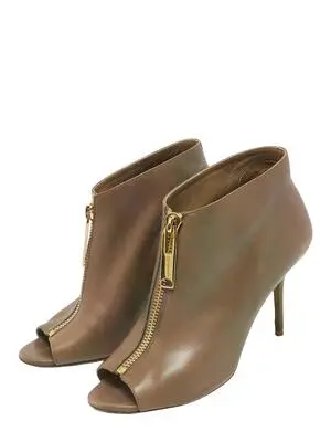 Burberry 110mm Zip-up Peep-toe Boots - Brown