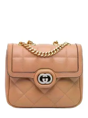 Gucci Mini Leather Deco Chain Shoulder Bag - Brown