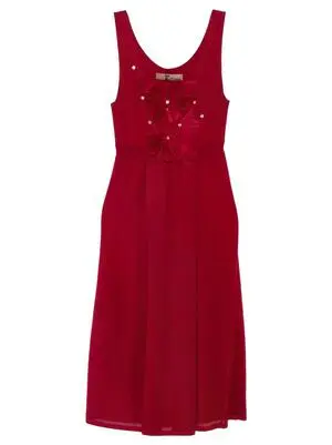 John Galliano 2000s Floral-embellished Dress - Red