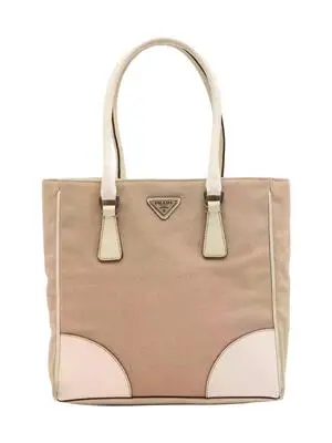 Prada Cinghiale Trimmed Canapa Tote Bag - Brown