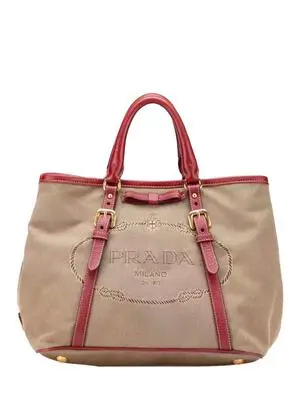 Prada Canvas Canapa Logo Bow Satchel - Pink