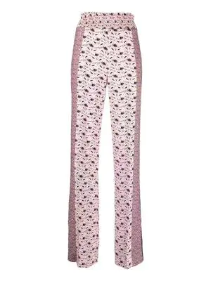 Prada Paisley-print Wide-leg Trousers - Pink