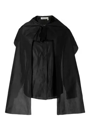 Saint Laurent Layered Silk Cape Blouse - Black