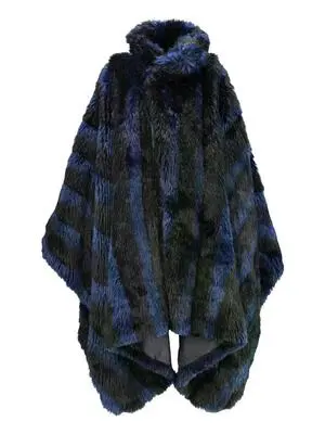 Emporio Armani Striped Faux-fur Coat - Blue