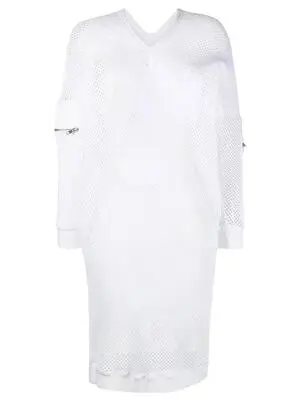 JEAN PAUL GAULTIER 2000s Mesh-paneled Sweatshirt Dress - White