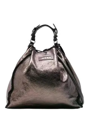 Marni Metallic Leather Drawstring Bag - Brown