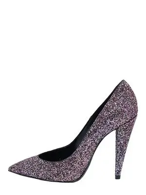 Saint Laurent Glitter Pointed-toe Pumps - Purple