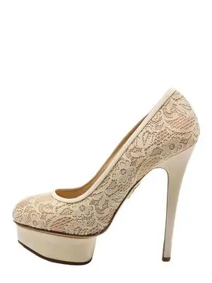 CHARLOTTE OLYMPIA 145mm Lace-embellished Platform Pumps - Neutrals