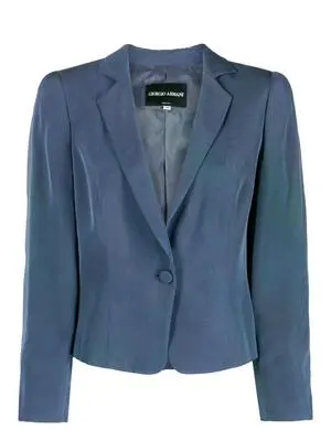 Giorgio Armani 2000s Single-breasted Silk Blazer - Blue