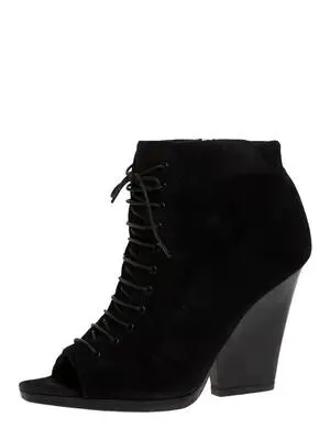 Burberry 105mm Lace-up Peep-toe Ankle Boots - Black