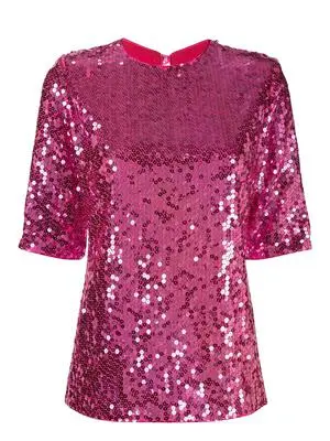 Saint Laurent 1990s Sequinned Short-sleeved Blouse - Pink