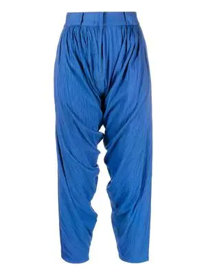 Versace 1970s Draped Cropped Trousers - Blue