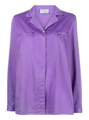 Prada 2000s Zip-detail Cotton Shirt - Purple