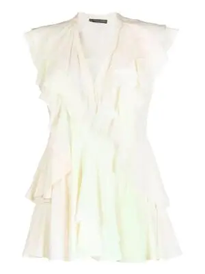Alexander McQueen Silk Ruffled Blouse - Neutrals