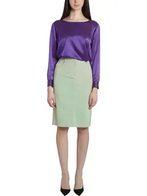 Dior 1990s Wool Midi Skirt - Green
