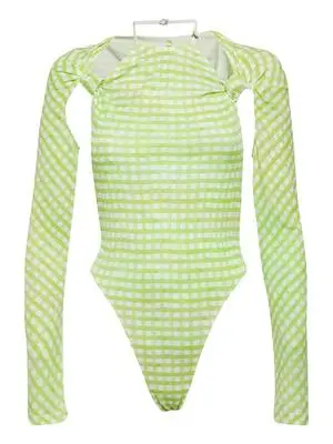 Jacquemus Nodi Check-print Knotted Bodysuit - Green