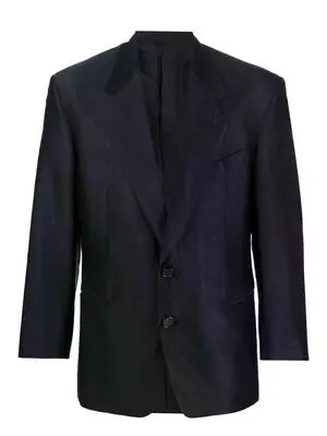 Gianfranco Ferre 1980s Stepped Lapels Blazer - Blue