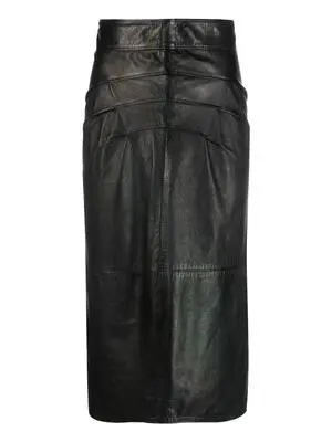 Versace 1970s Leather Pencil Skirt - Black