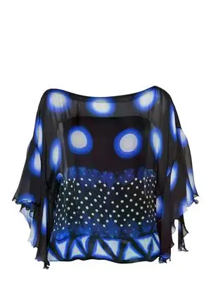 Roberto Cavalli Printed Ruffled Blouse - Black