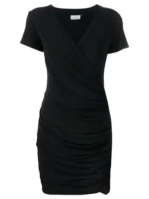 Gianfranco Ferre 2000s Gathered Detailing Short-sleeved Dress - Black