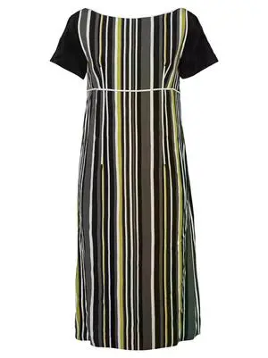 Prada Striped Bateau Neck Dress - Black