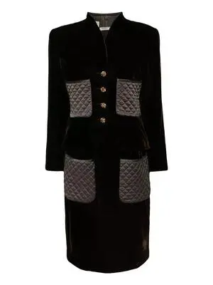 Valentino Garavani 1980's Velvet Skirt Suit - Brown