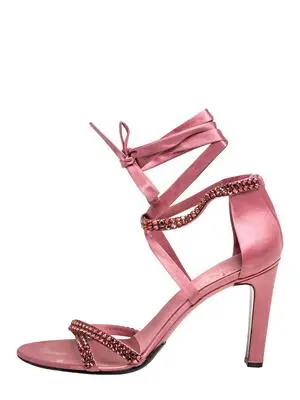 Gucci 105mm Satin Crystal-embellished Sandals - Pink