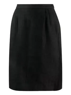 Valentino Garavani 1980s High-waisted Linen Pencil Skirt - Black