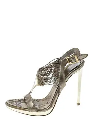BALDININI 110mm Leather Fringed Sandals - Metallic