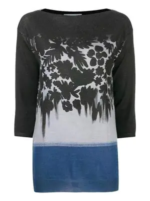 Prada Floral-print Knitted Top - Black