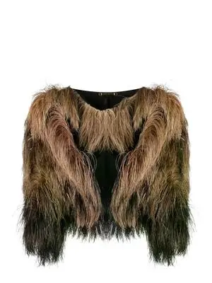 Gucci 2010s Two-tone Feather Sleeve Top - Brown