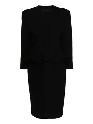 Versace 1990s Ruffle-detail Skirt Suit - Black