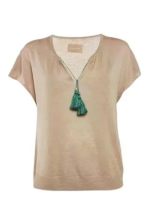 Zadig&Voltaire Tassel-detail Linen-blend Top - Neutrals