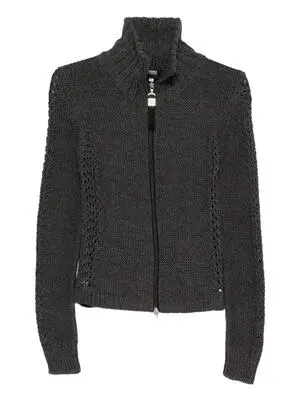 VERSACE 2000s Zip-Up Knitted Jacket