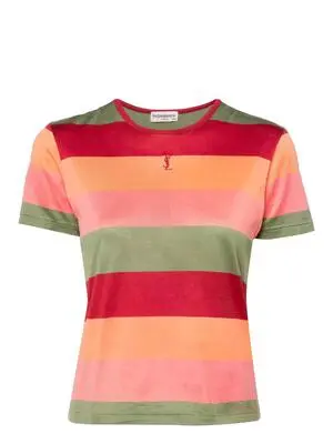 Saint Laurent Striped Logo T-shirt - Red