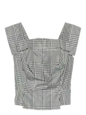 VIVIENNE WESTWOOD 2017 Checkered Square-Neck Top