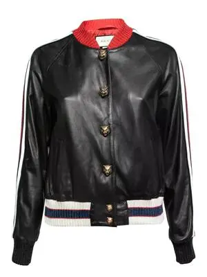 Gucci Leather Bomber Jacket - Black