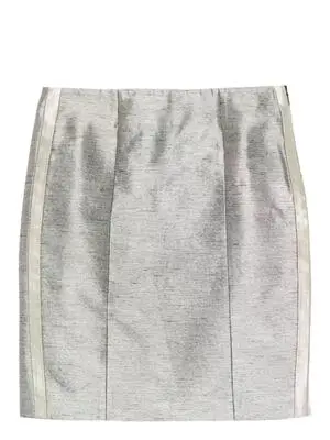 Balenciaga 2010s Silk-linen Skirt - Silver