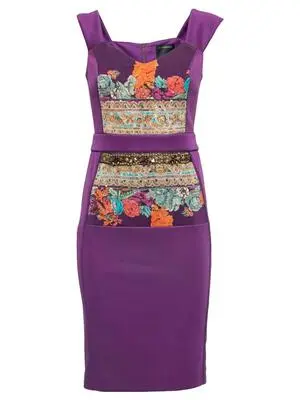 Roberto Cavalli Floral-panel Silk Mini Dress - Purple