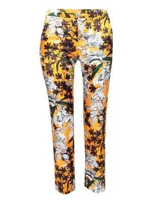 MSGM Floral-print Straight-leg Trousers - Orange